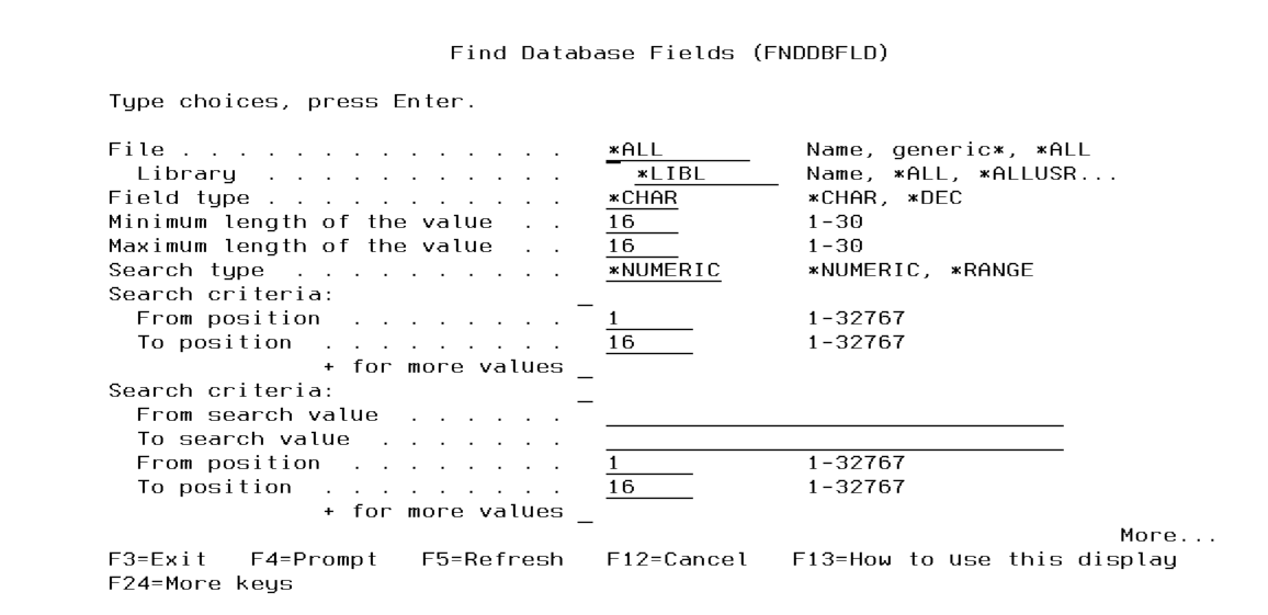 Find Database Fields